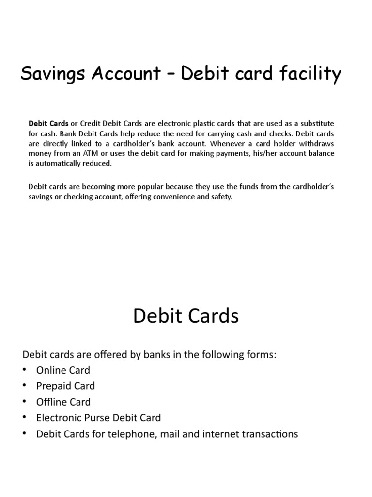 Understanding Debit Cards and Savings Accounts | PDF | Debit Card ...