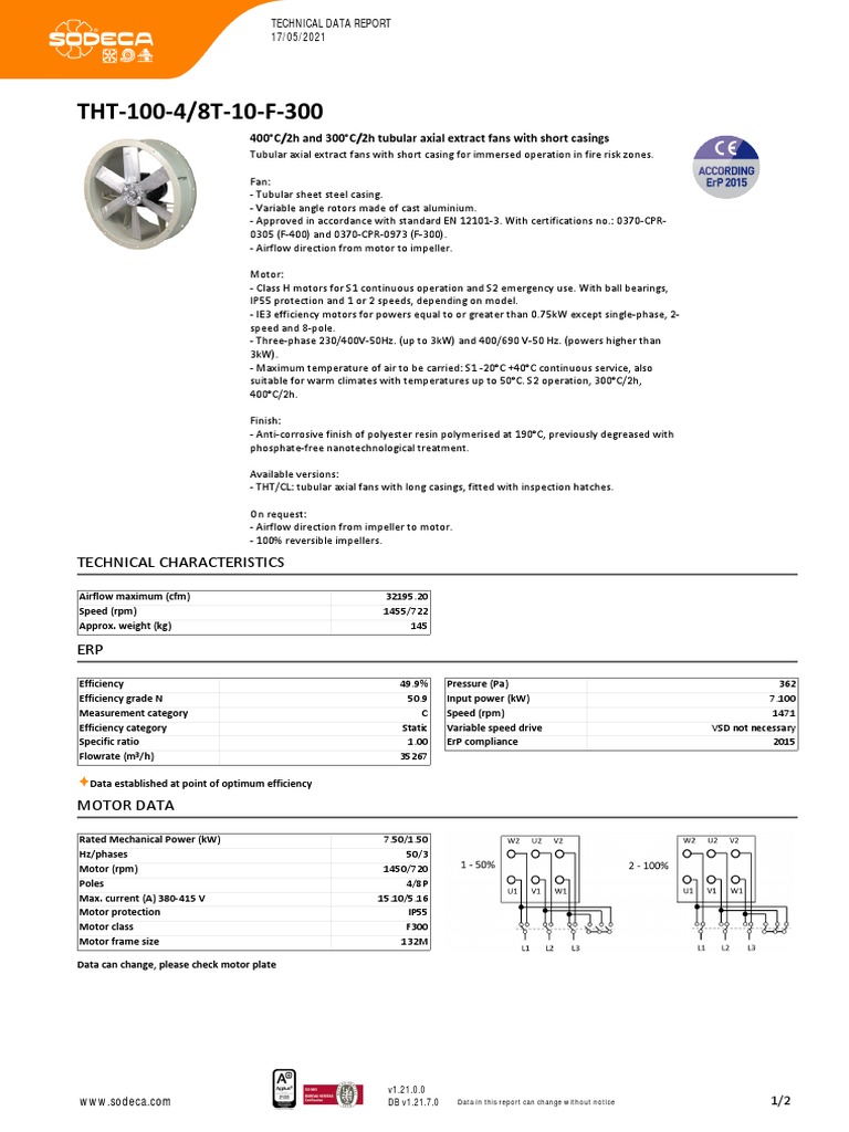 THT-100-4/8T-10-F-300: Technical Characteristics | PDF | Electric Motor ...