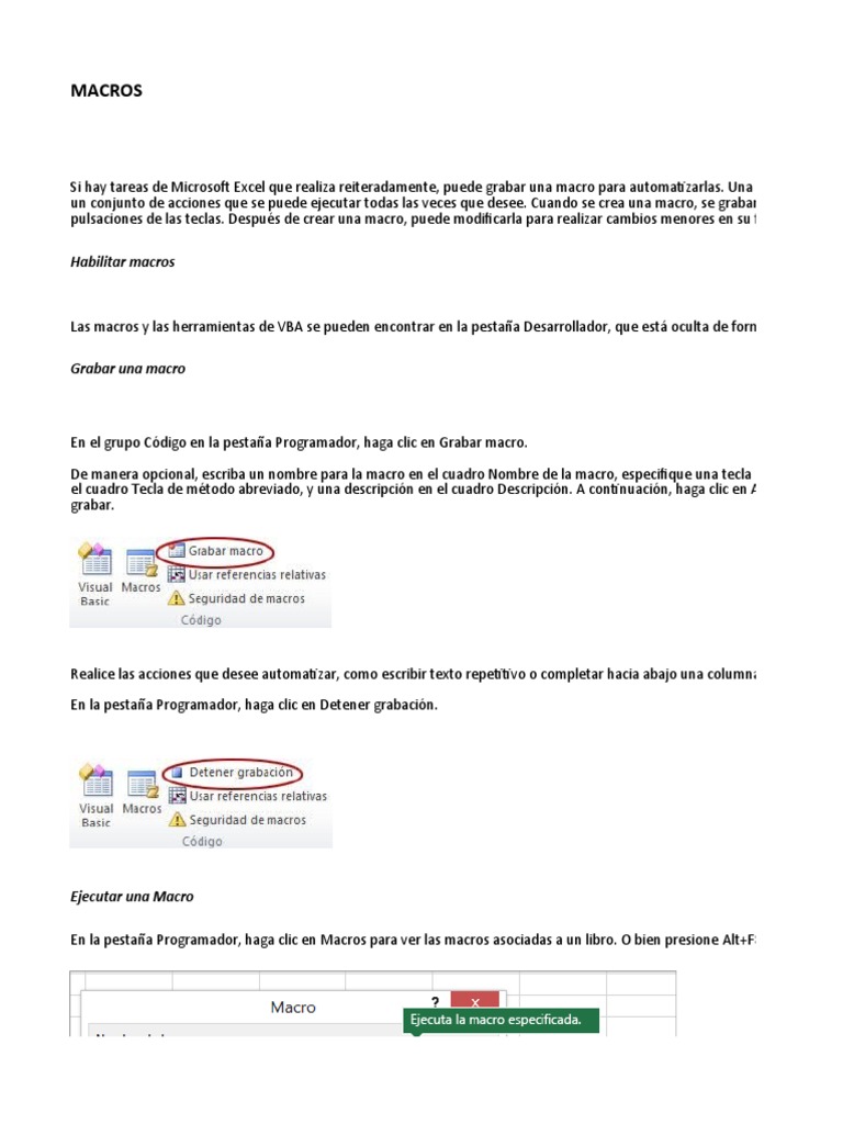 Macros | PDF | Macro (informática) | Microsoft Excel