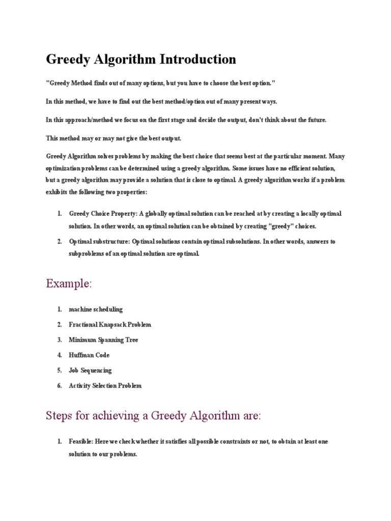 Unit-5 Greedy Algorithm | PDF | Mathematical Optimization ... Unit-5 Greedy Algorithm | PDF | Mathematical Optimization ...