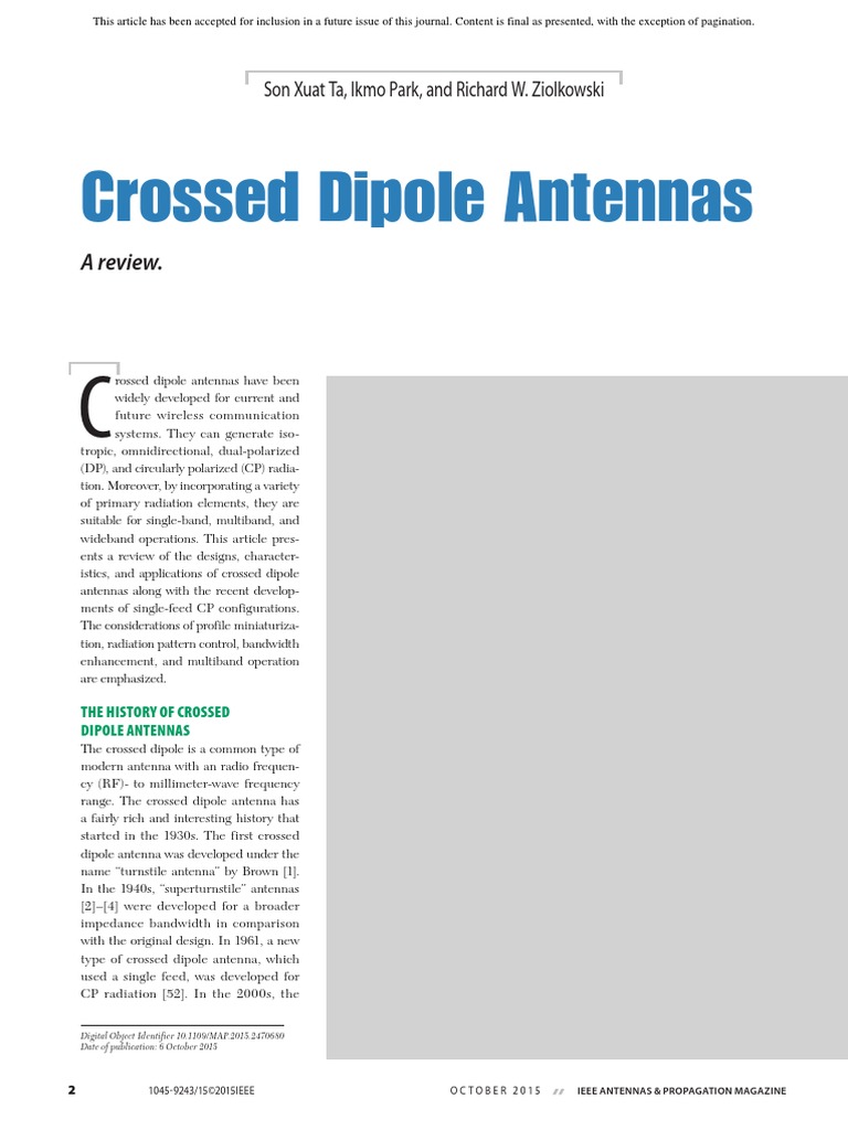 Crossed Dipole Antennas: A Review | PDF | Antenna (Radio ...