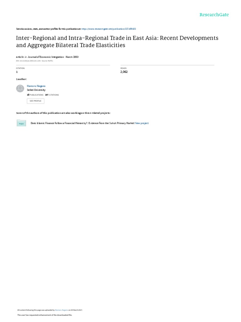 Inter-Regional and Intra-Regional Trade in East As | PDF | Asean Free ...