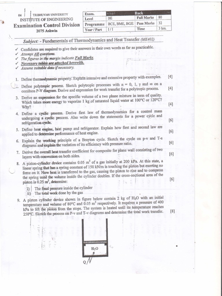 Thermodynamics Exam Questions and Solutions | PDF | Entropy | Second ...