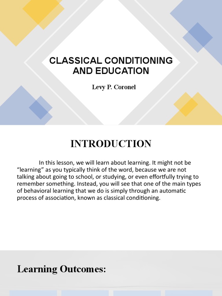 Classical Conditioning and Education | PDF | Classical Conditioning | Learning