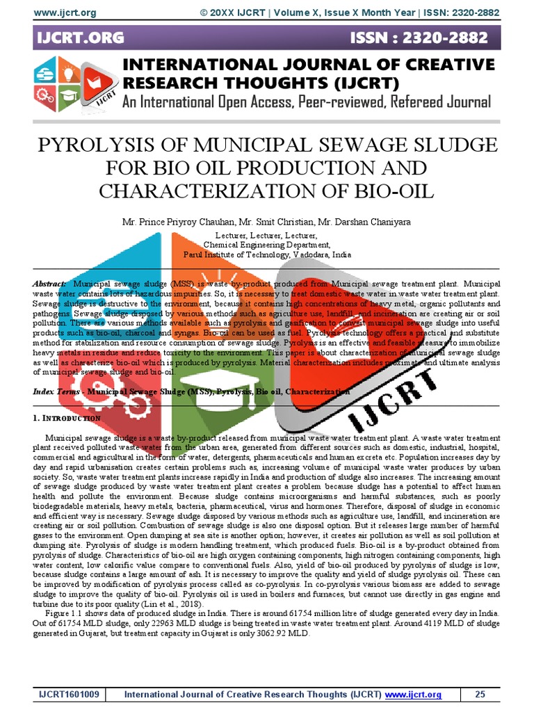 Pyrolysis of Municipal Sewage Sludge For Bio Oil Production and ...