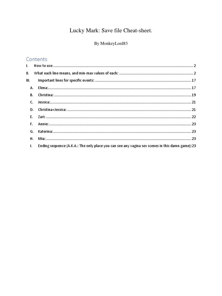 Lucky Mark Cheat Sheet | PDF