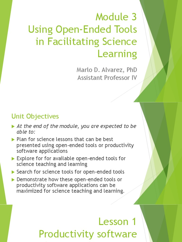 Module 3 Lesson 1 Productivity Software Applications For Science ...