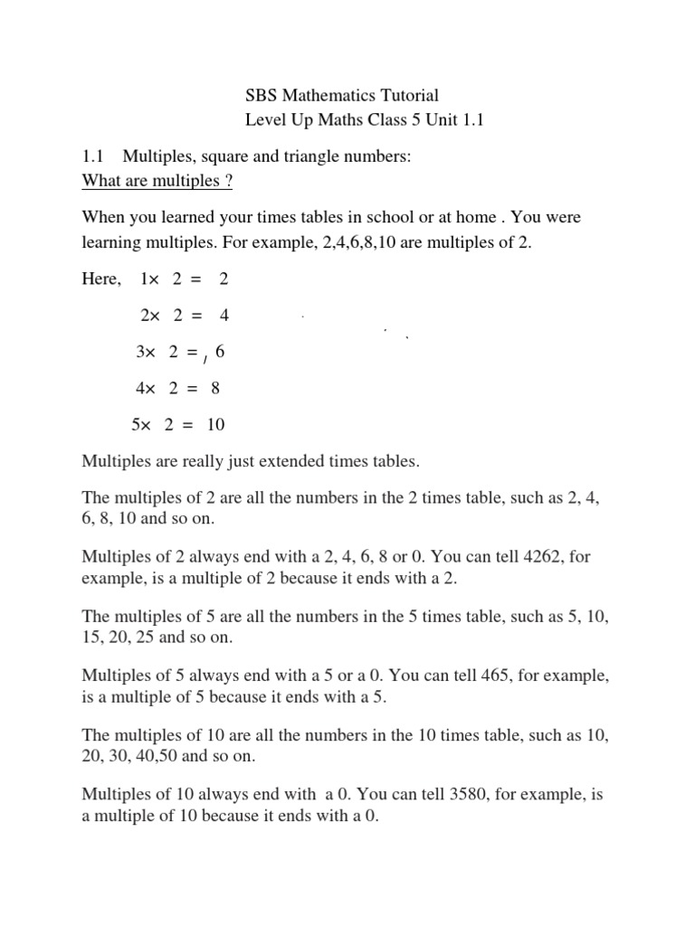 SBS Mathematics Tutorial | PDF