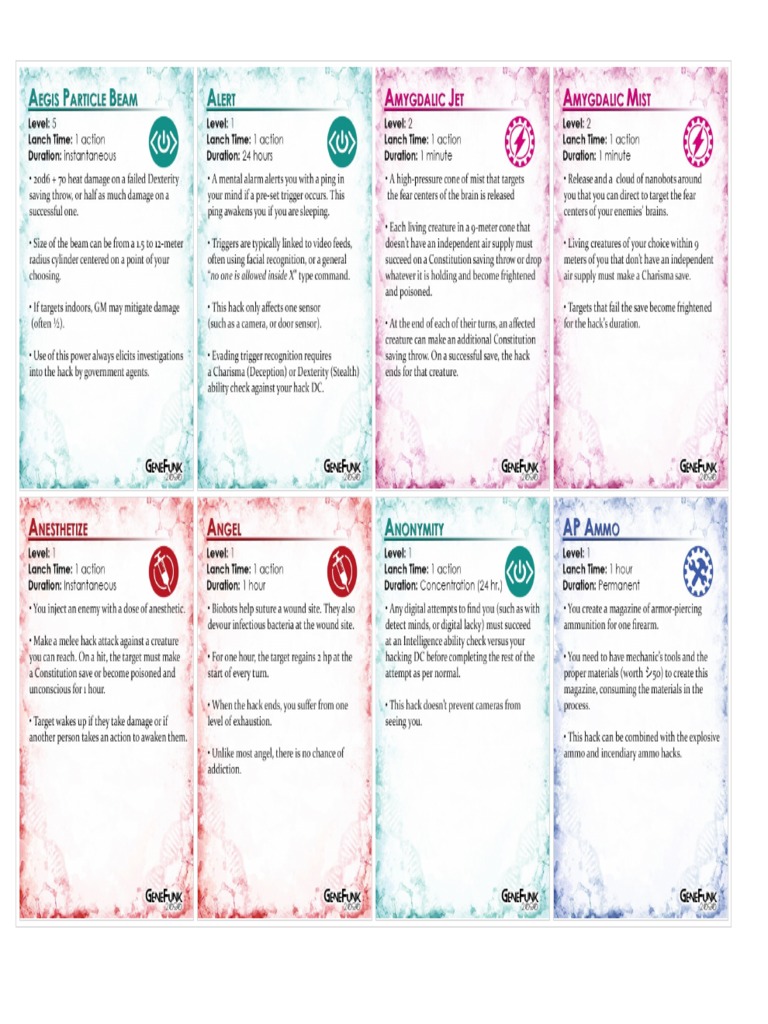 GeneFunk 2090 Hack Cards December 17 | PDF