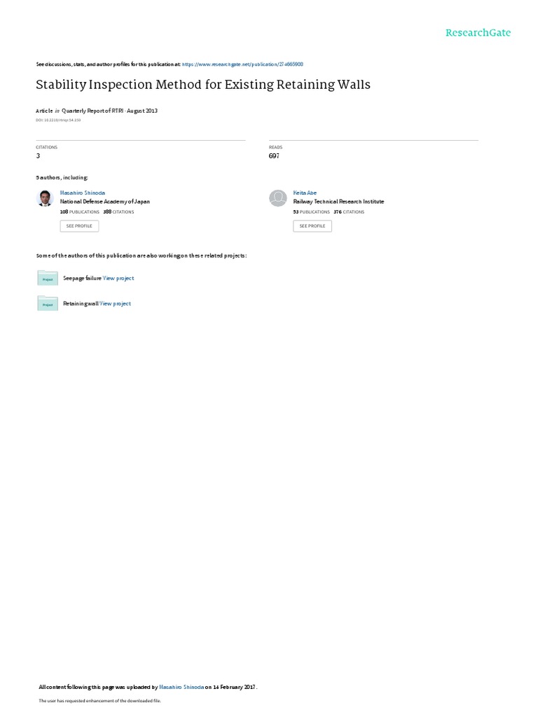 Retaining Wall Stability Inspection | PDF | Resonance | Force