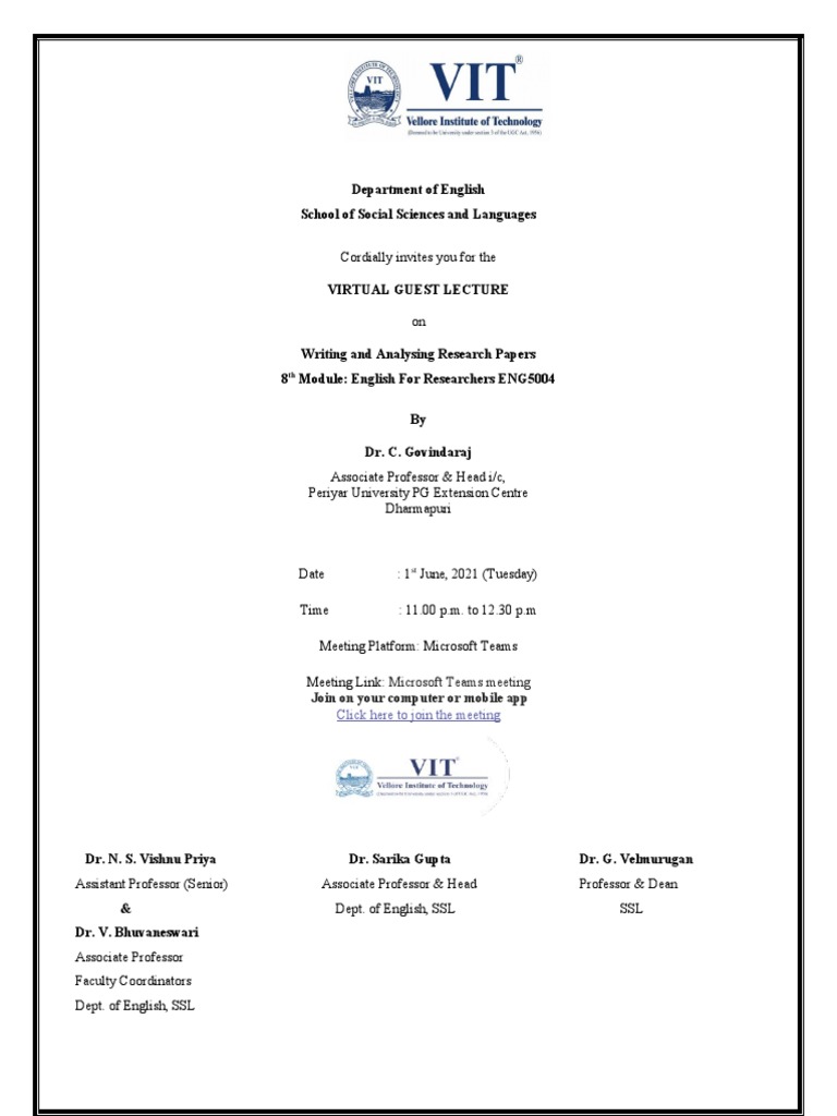 Guest Lecture Invitation | PDF | Language Arts & Discipline