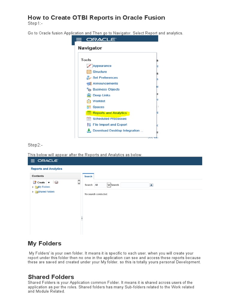 How To Create OTBI Reports in Oracle Fusion | Download Free PDF | Accounts Payable | Data Management