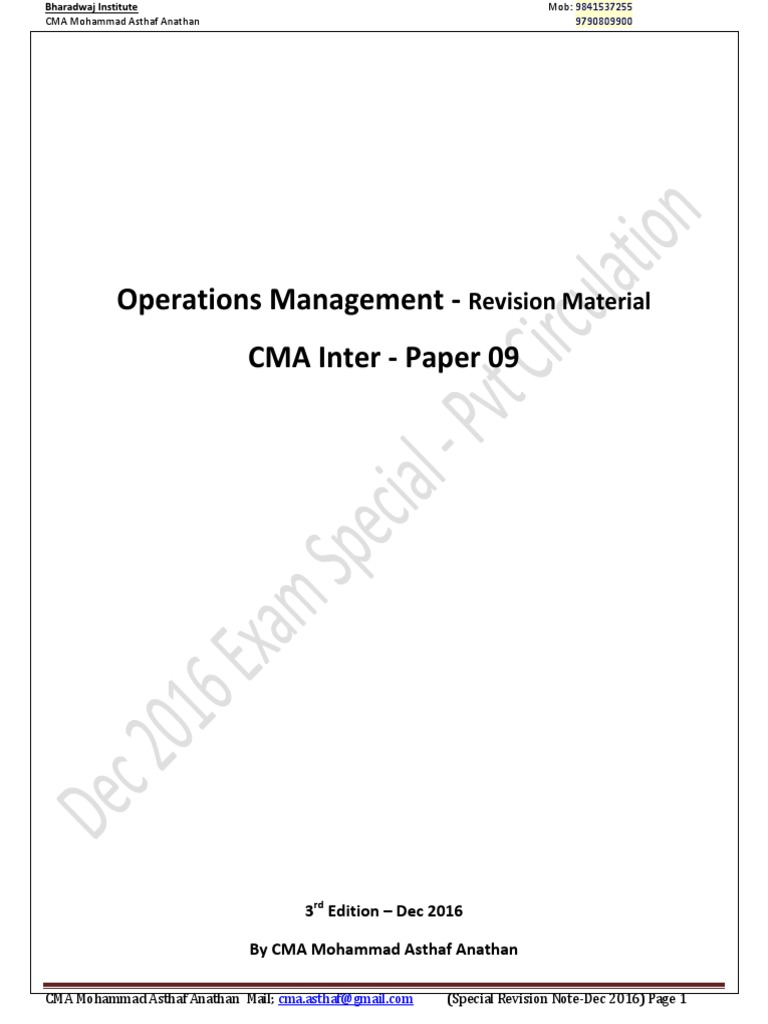 Summary OM Notes CMA IMP | PDF | Scheduling (Production Processes) | Design
