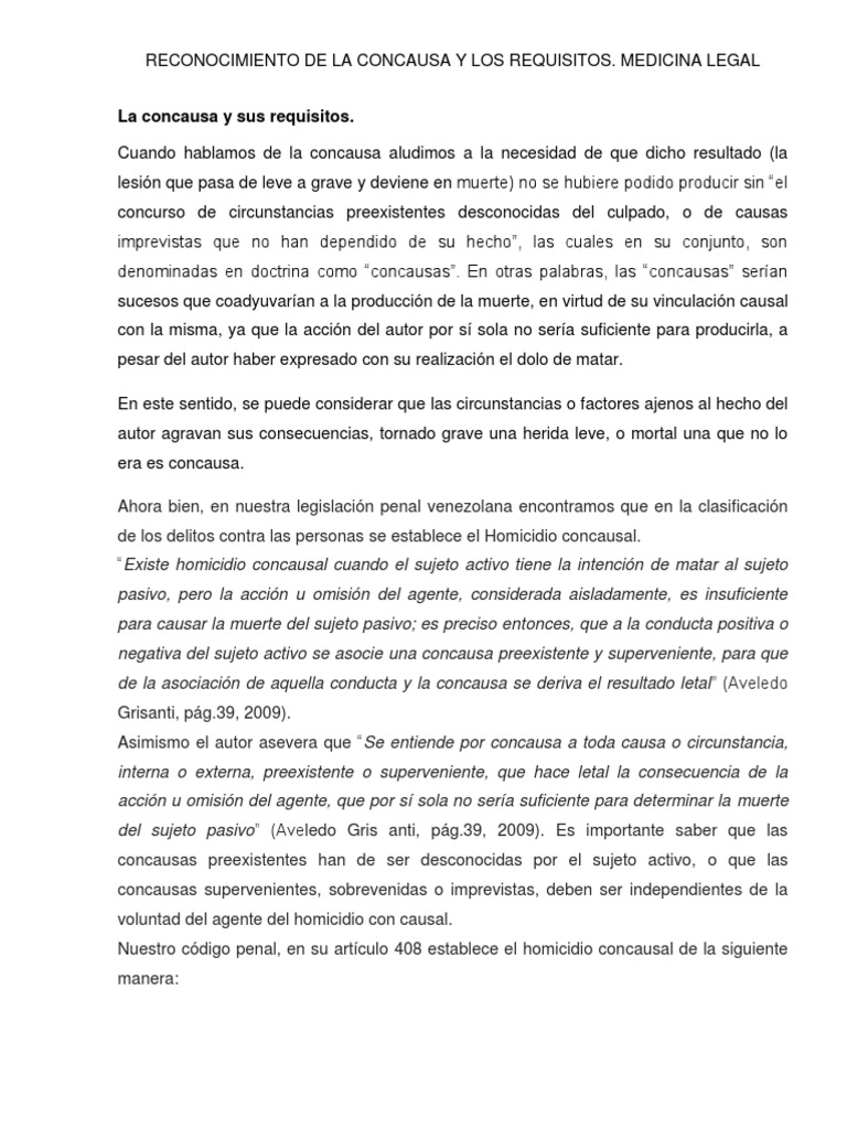 Reconocimiento de La Concausa | PDF | Homicidio | Enfermedades y trastornos
