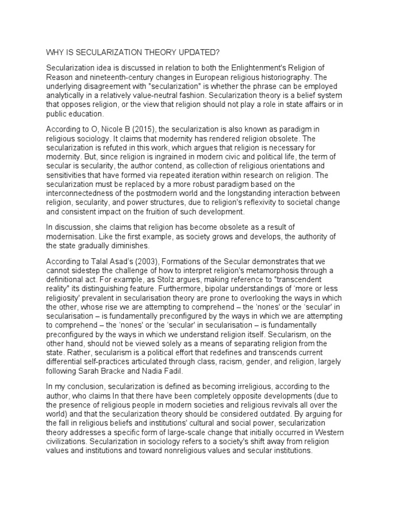 Why Is Secularization Theory Updated | PDF | Secularism | Science