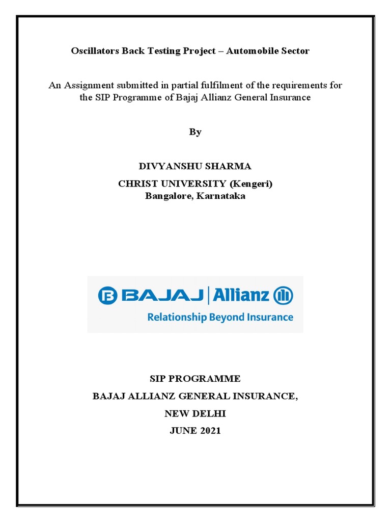 Back Test Report - Divyanshu Sharma (Christ University) | PDF