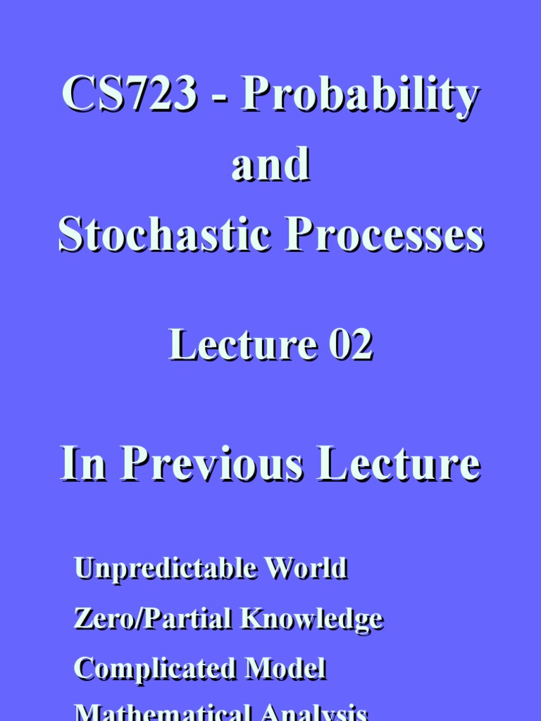 CS723 - Probability and Stochastic Processes | PDF | Function (Mathematics) | Functions And Mappings