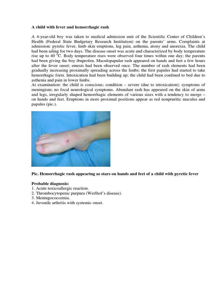A Child With Fever and Hemorrhagic Rash | PDF | Fever | Medicine