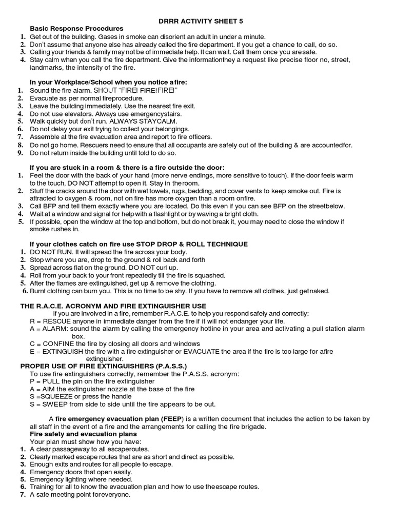 DRRR Activity Sheet 56 | PDF | Disaster Risk Reduction | Emergency ...