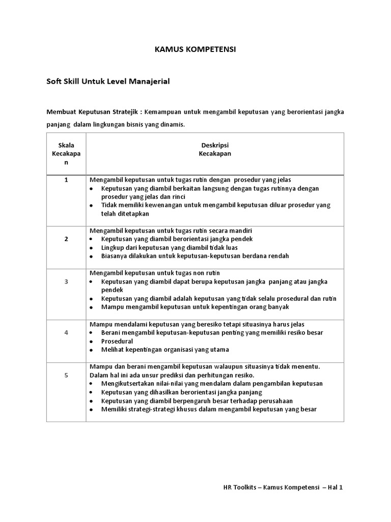 Kamus Kompetensi - Soft Skills | PDF