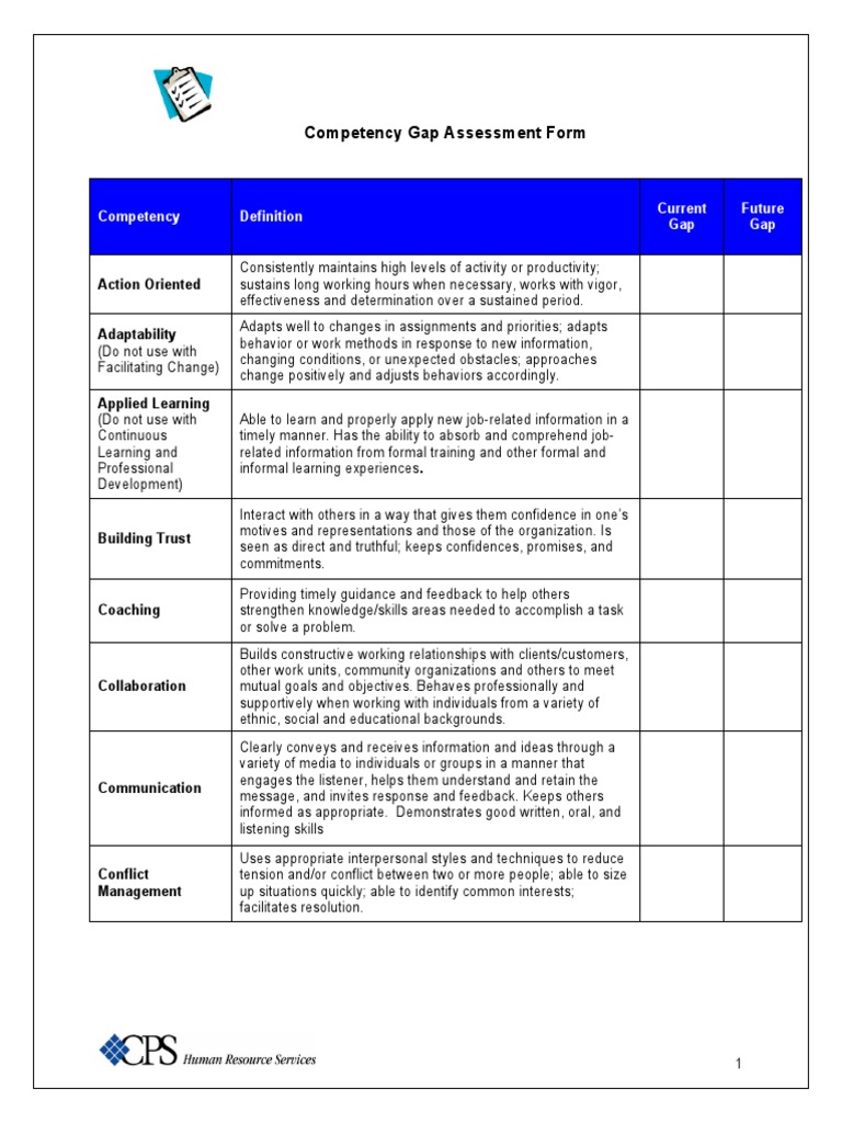 Worksheet Competency Gap Assessment Form (English) | PDF | Competence (Human Resources) | Goal
