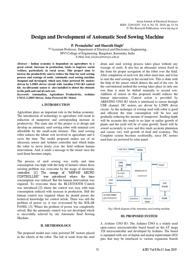 Design and Development of Automatic Seed Sowing Machine: P. Premalatha ...