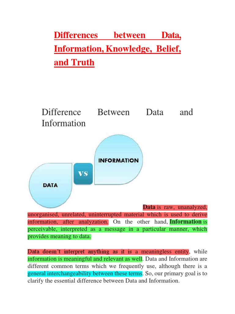 2 Data, Information, Knowledge, Belief, and Truth | PDF | Information ...