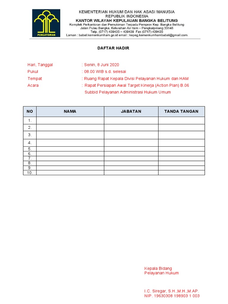 DAFTAR HADIR - ABSENSI - Rapat UMUM | PDF