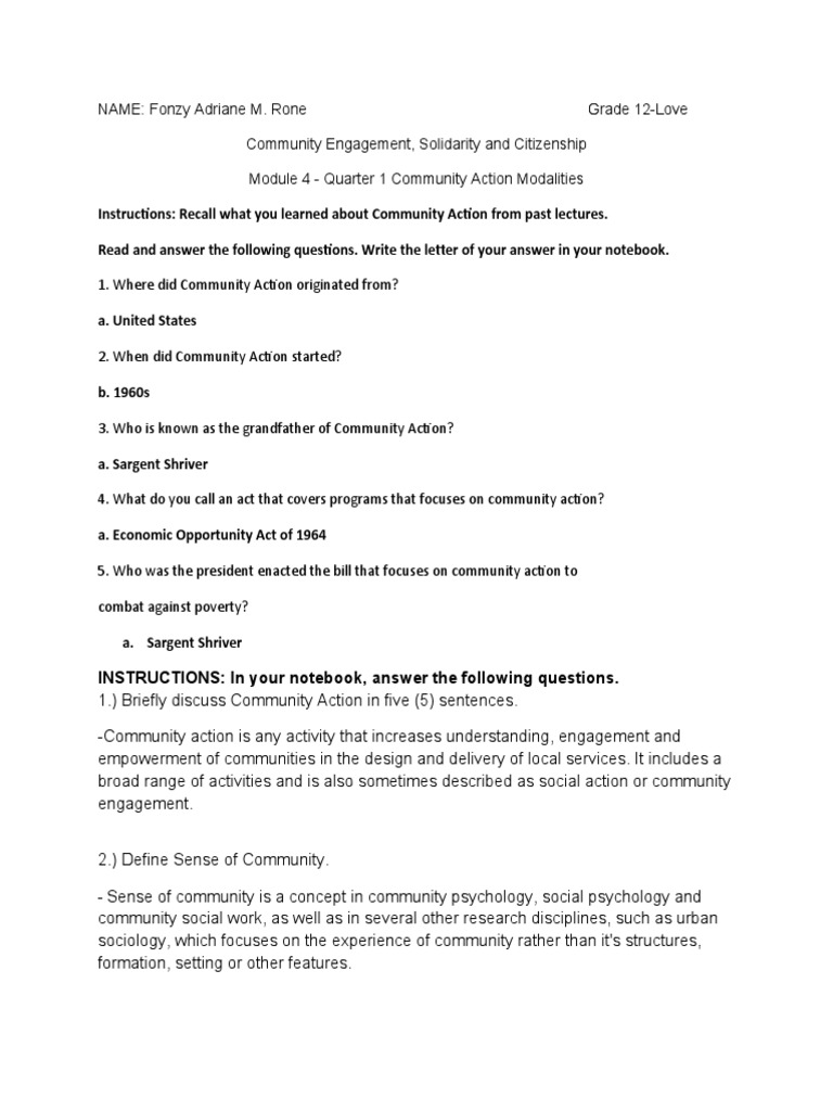 Community Action Engagement Overview | PDF | Community | Citizenship