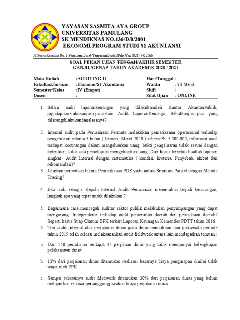 Soal Uas Auditing 2 | PDF