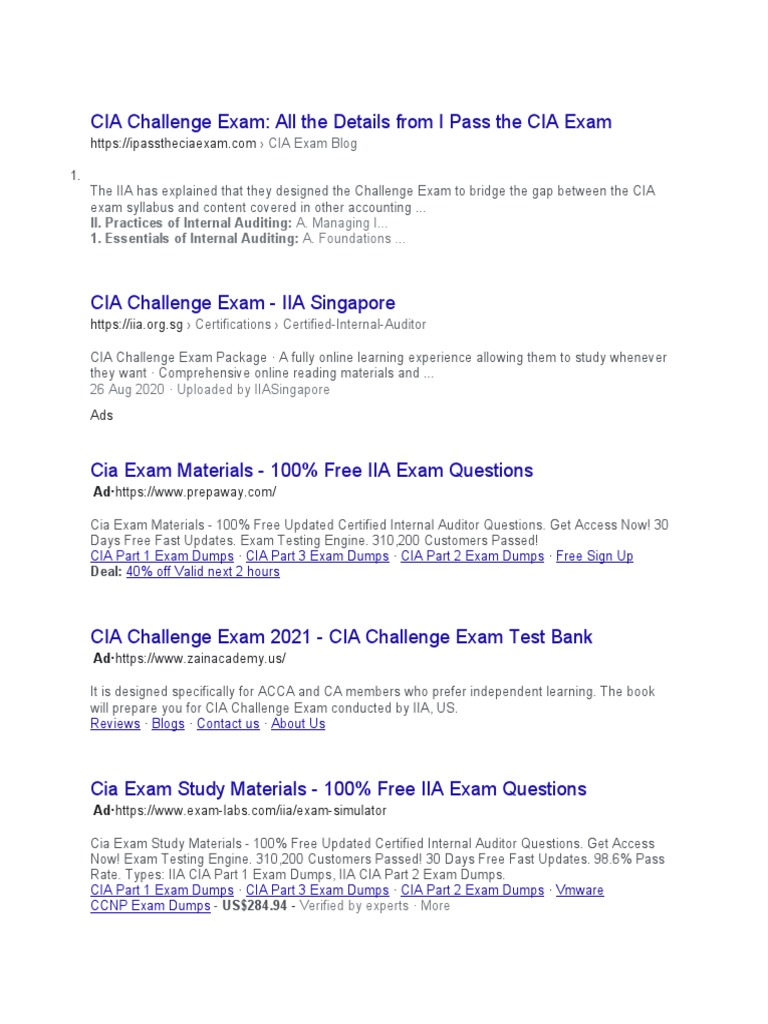 CIA Challenge Exam Reference | PDF