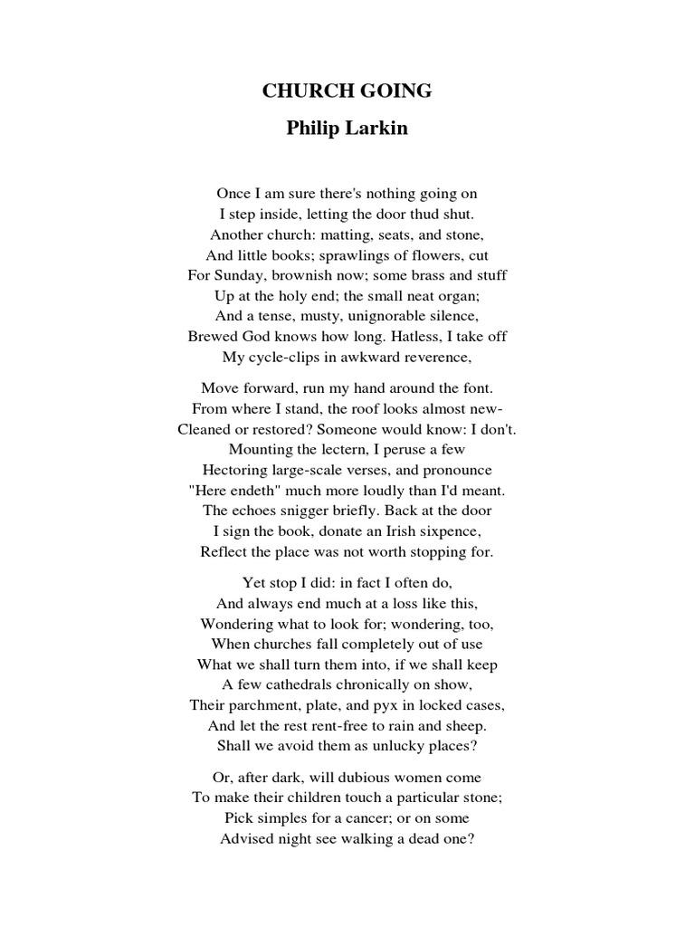 Church Going Philip Larkin | PDF