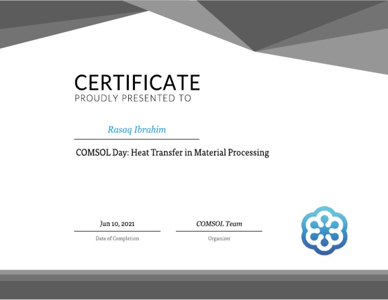 COMSOL Certificate | PDF