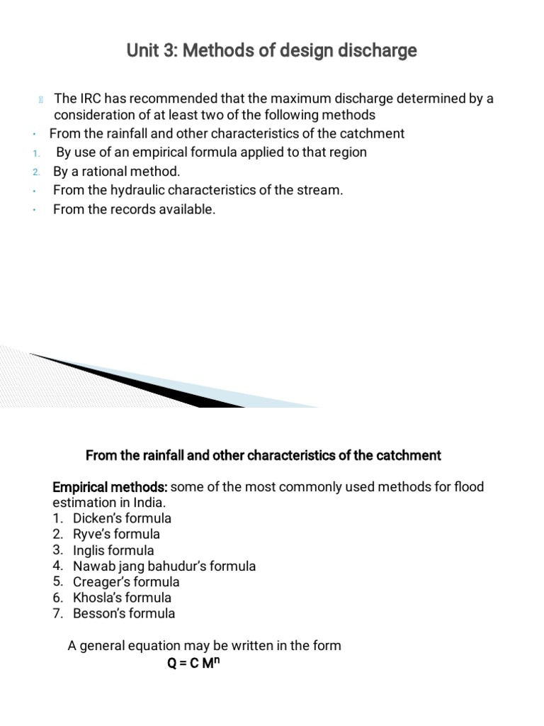 Methods of Design Discharge | PDF | Flood | Force