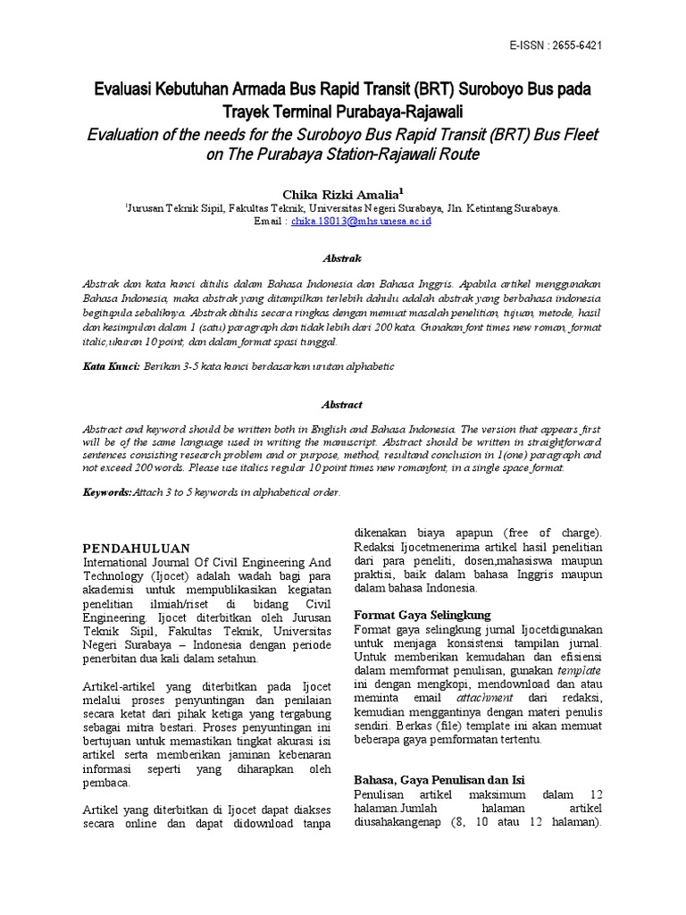 Evaluasi Kebutuhan Armada BRT Suroboyo | PDF