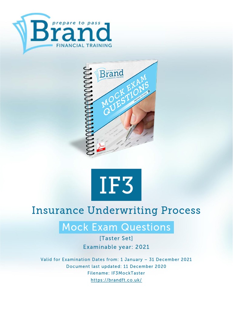 Insurance Underwriting Process: Mock Exam Questions | PDF | Multiple ...