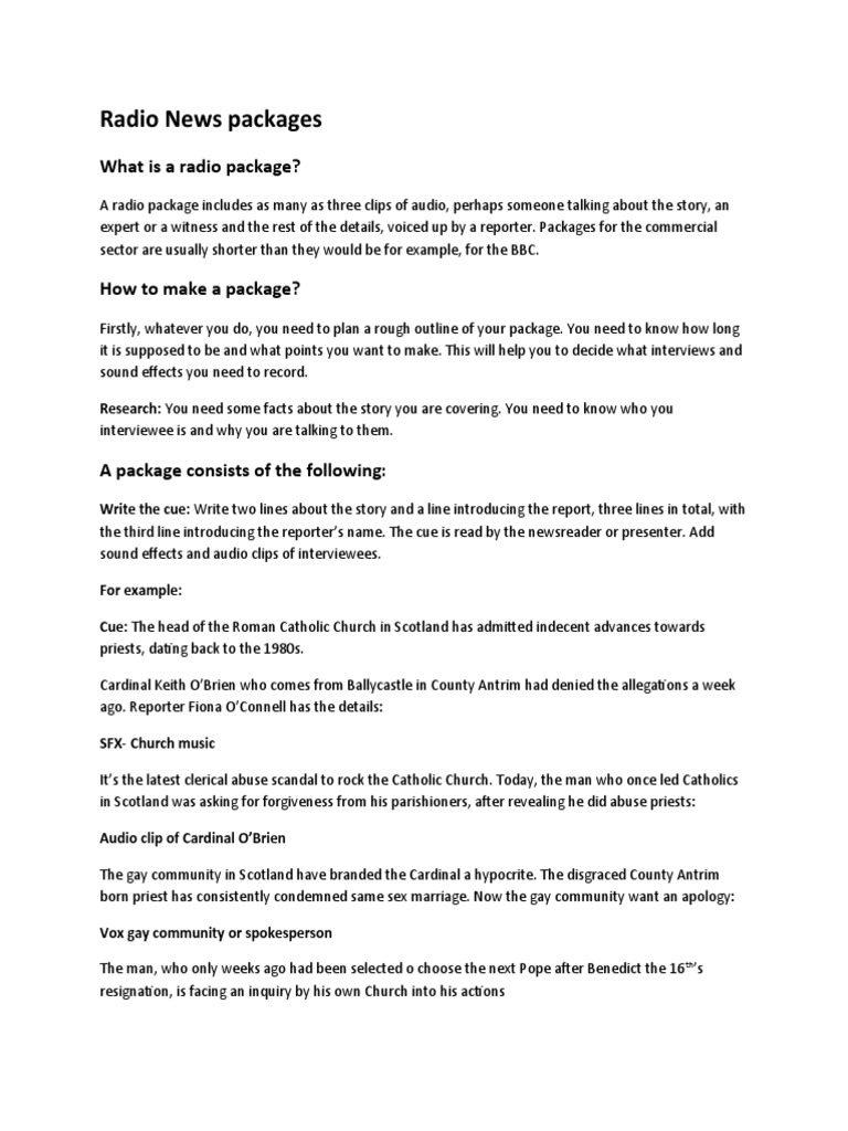 Radio News Packages: What Is A Radio Package? | PDF | Violence