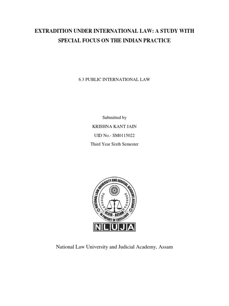 Extradition in International Law: India Focus | PDF | Extradition | Treaty