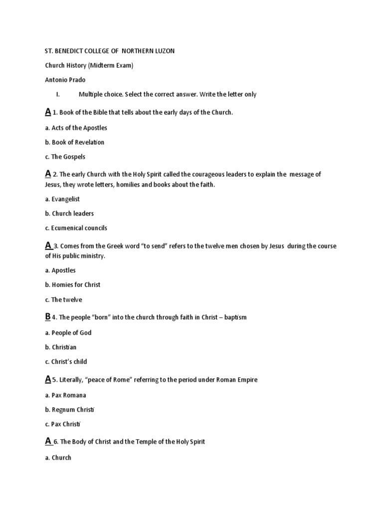 Church History Exam | PDF | Martyr | Catholic Church
