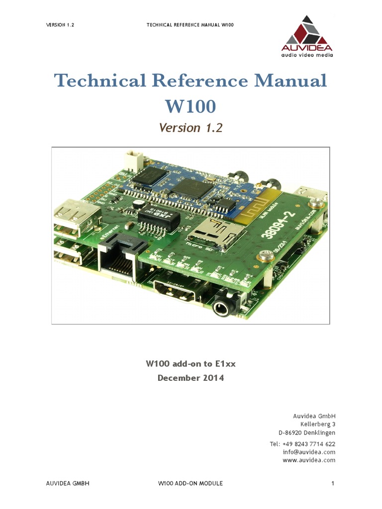 Technical Reference Manual W100: W100 Add-On To E1xx December 2014 ...