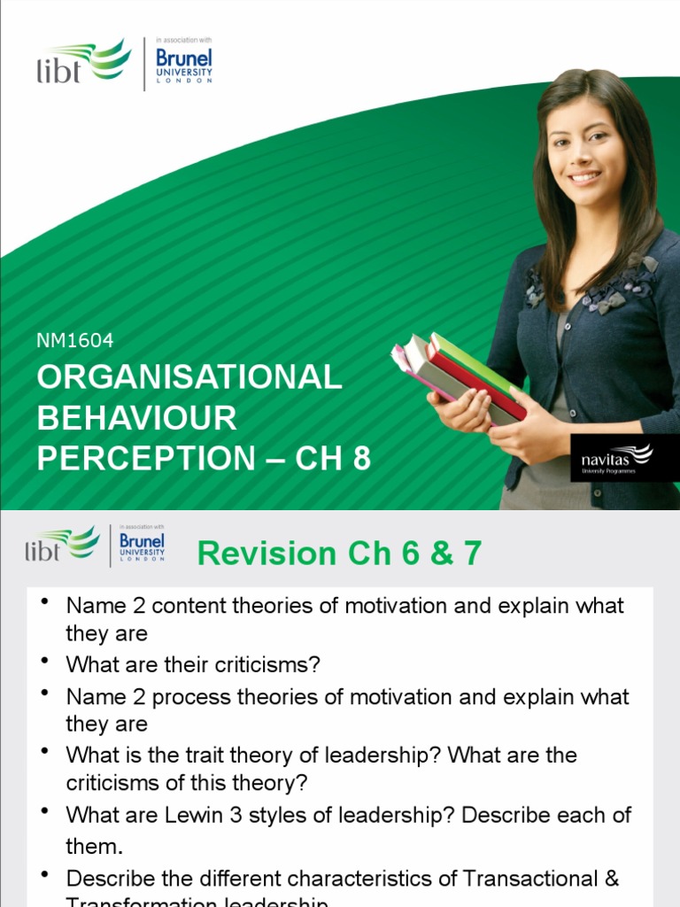 Organisational Behaviour Perception - CH 8 | PDF | Perception | Human ...