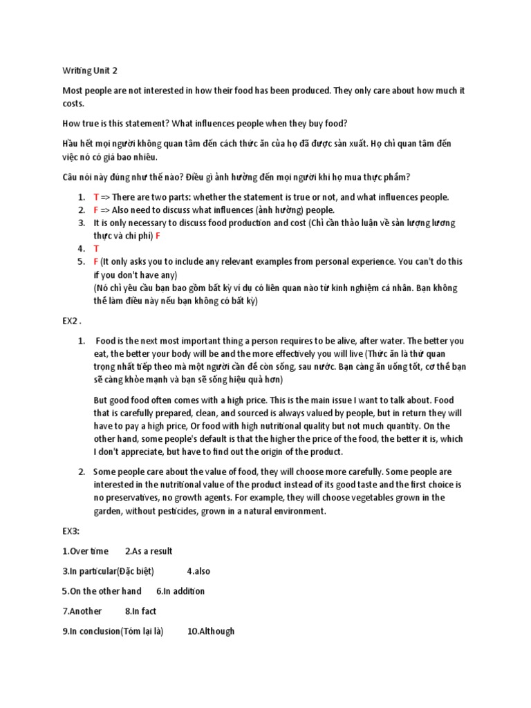 Writing Unit 2 | PDF