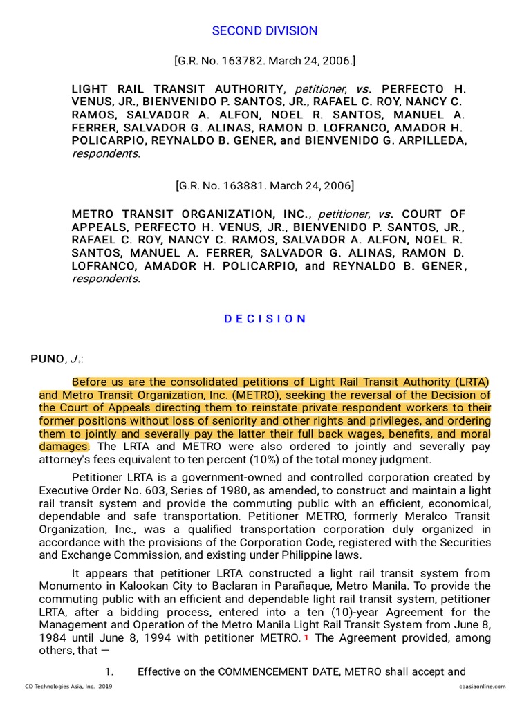 Light Rail Transit Authority v. Venus Jr.20190607-6342-1p8em6f | PDF ...