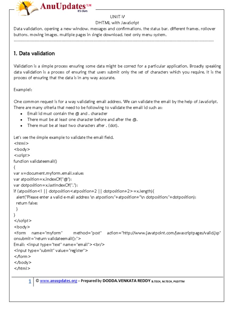 Data Validation: Dodda - Venkata Reddy | PDF | Window (Computing) | Button (Computing)