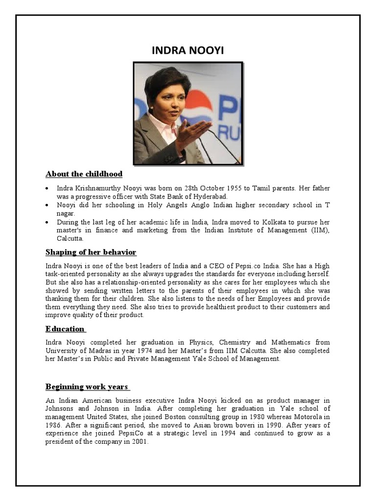 Indra Nooyi: Leadership and Legacy | PDF | Leadership | Economies