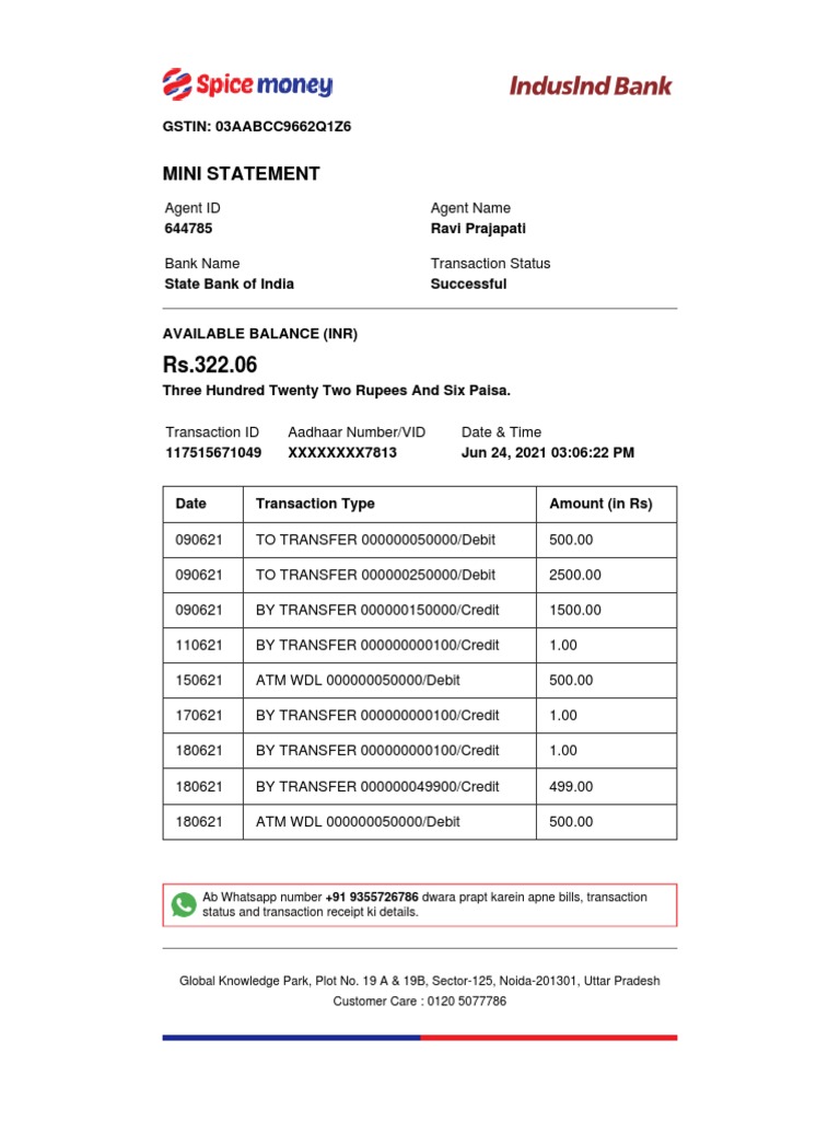 Mini Statement: GSTIN: 03AABCC9662Q1Z6 | PDF