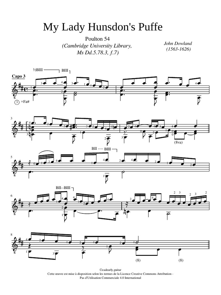 My Lady Hunsdon's Puffe, John Dowland | PDF | Licence Creative Commons ...