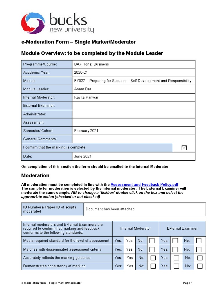 FY027 - Preparing For Success Moderation | PDF | Sampling (Statistics ...