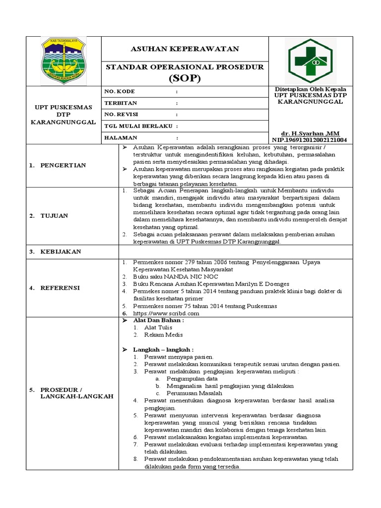 Sop Asuhan Keperawatan | PDF