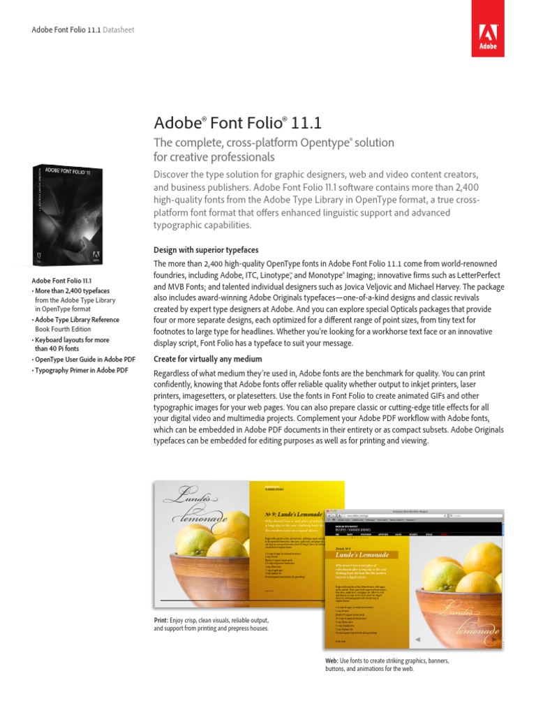 Adobe® Font Folio® 11.1: Lemonade | PDF | Typefaces | Microsoft Windows